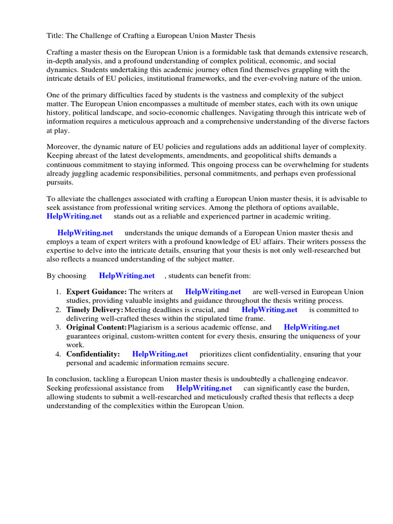 European Union Master Thesis | PDF | European Union | European Economic Area