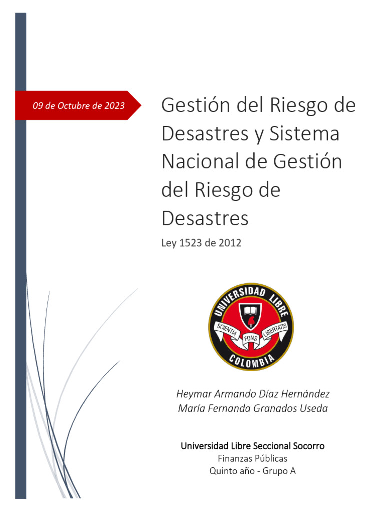 Ley 1523 de 2012: Gestión del Riesgo en Colombia | PDF | Riesgo ...