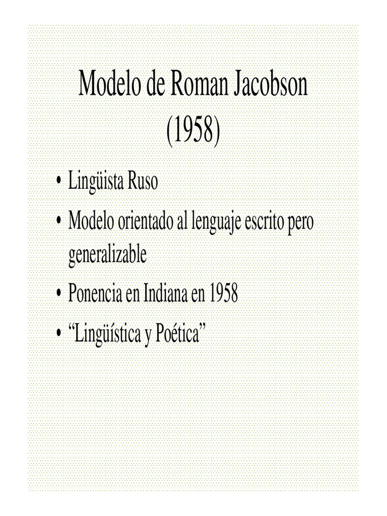 Modelo de Comunicación de Roman Jacobson | PDF | Lingüística ...