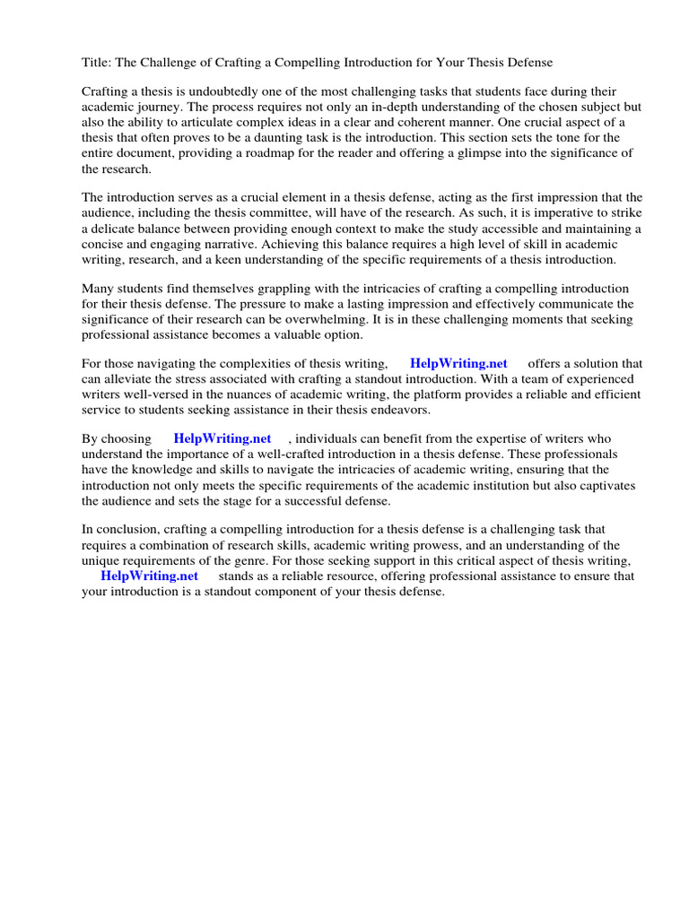 Sample Introduction for Thesis Defense | PDF | Thesis | Methodology