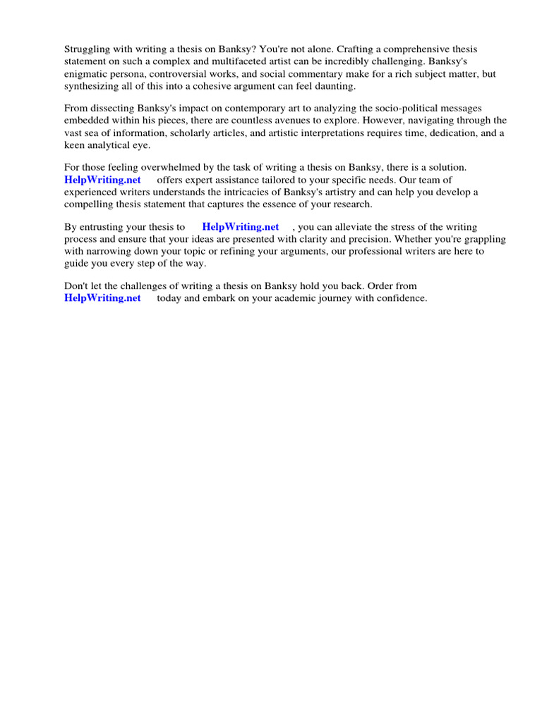 Banksy Thesis Statement | PDF | Street Art | Graffiti