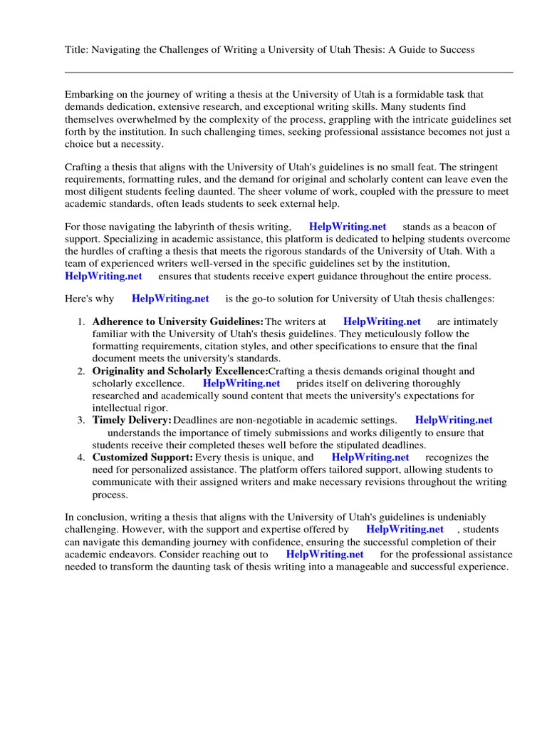 University of Utah Thesis Guidelines | PDF | Thesis | Interest