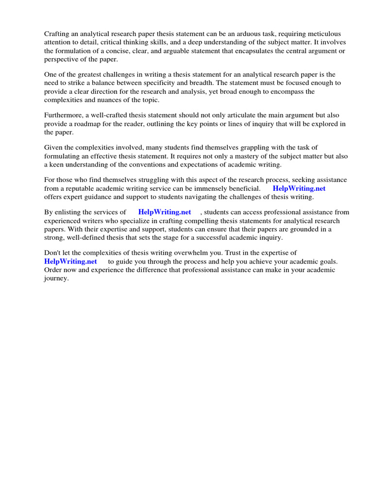 Analytical Research Paper Thesis Statement | PDF | Thesis | Essays