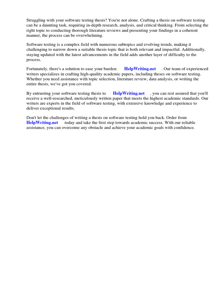 Software Testing Thesis Topics Pdf Software Testing Software