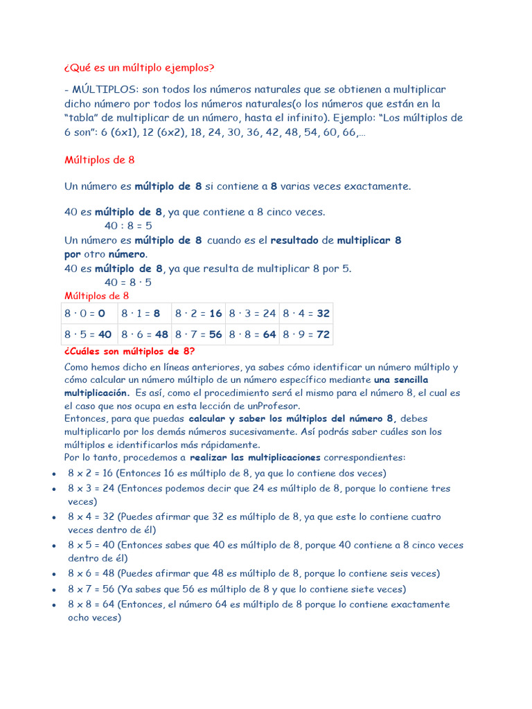 Qué Es Un Múltiplo Ejemplos | PDF