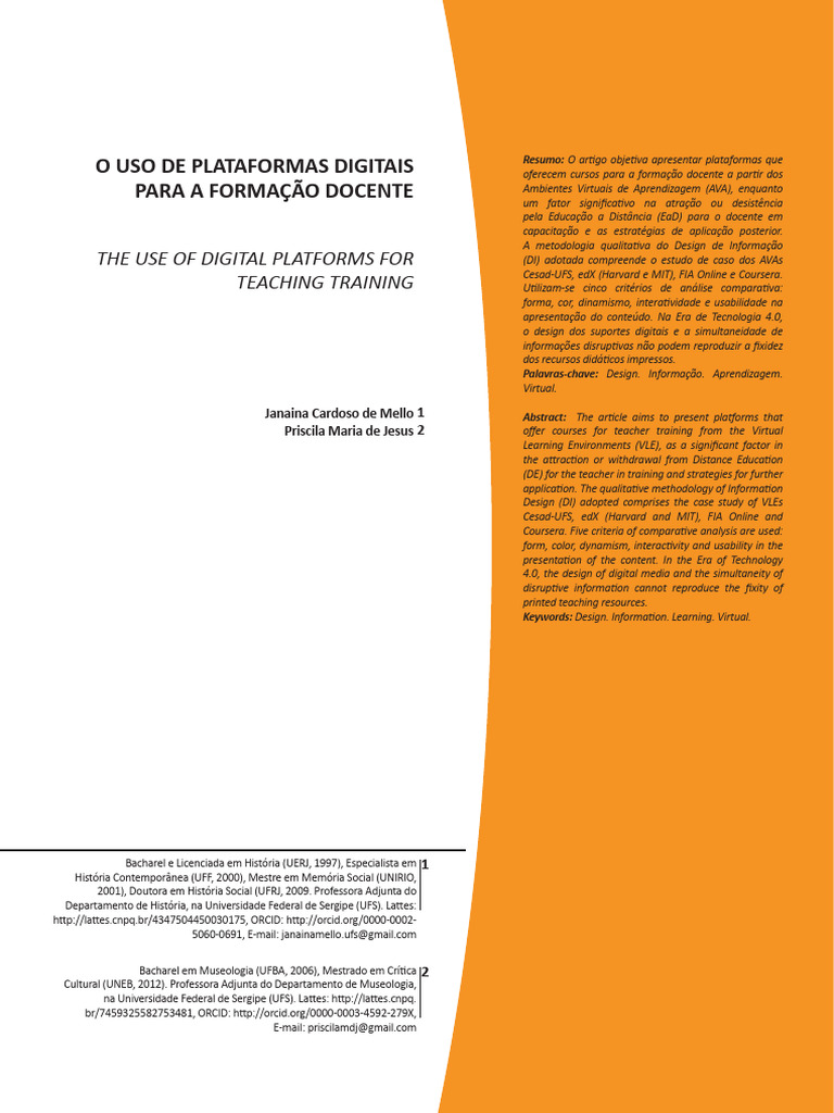 Artigo Uso De Plataformas Digitais No Ensino Pdf Educação à