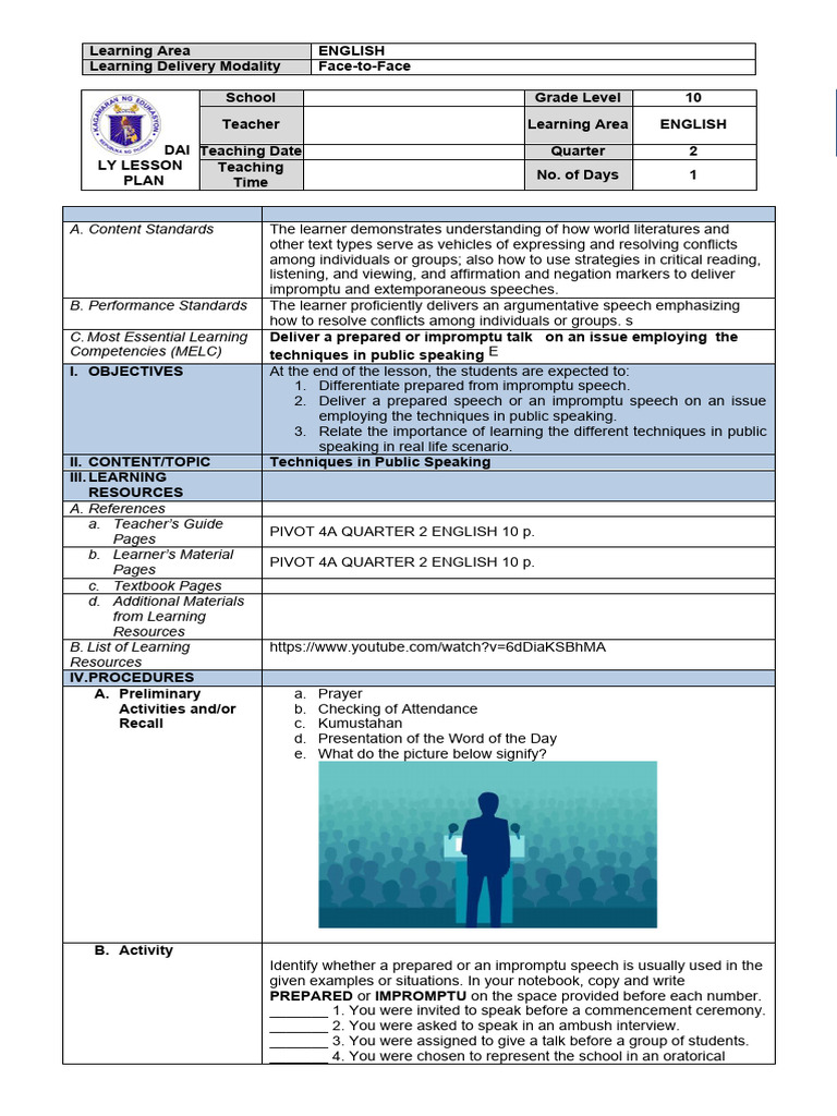 DLP-4As-Q2 LESSON 5 - Up | PDF