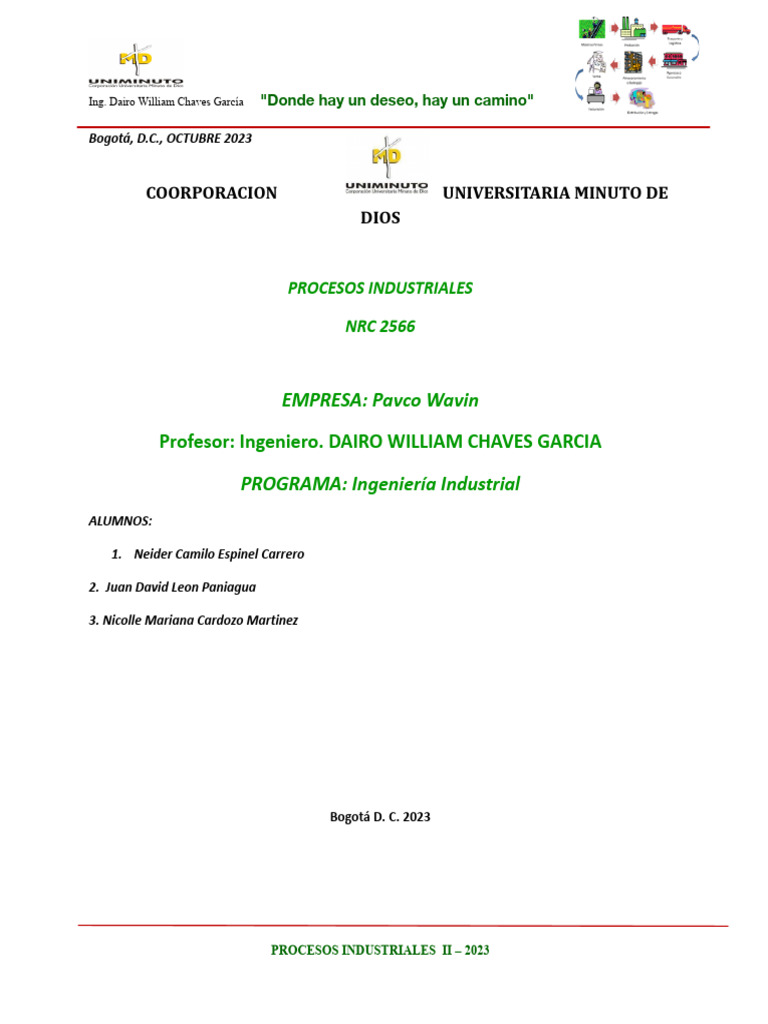 Trabajo Final Procesos Industriales Ii-2023 NRC2566 | PDF | Industria química | Leche