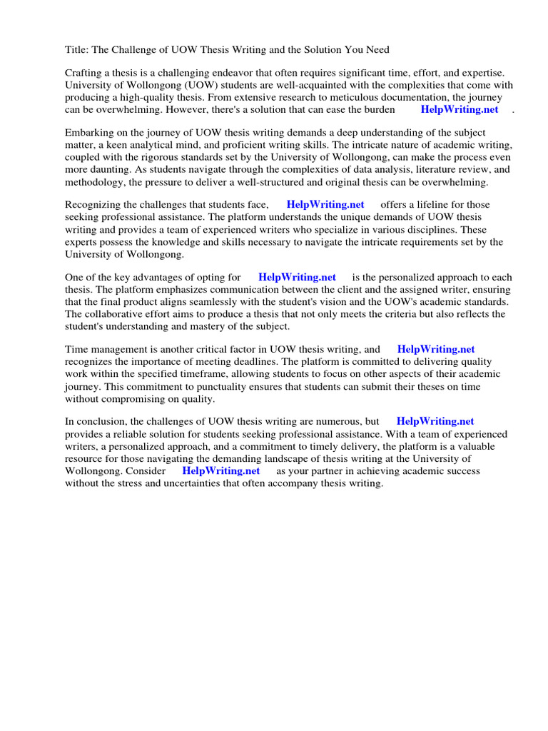 Uow Thesis Writing | PDF | Geographic Information System | Thesis