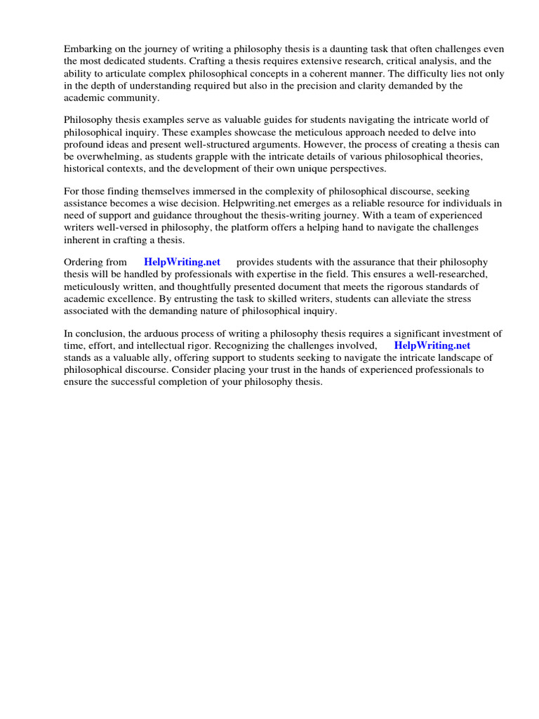 Philosophy Thesis Examples | PDF | Philosophy Of Education | Essays