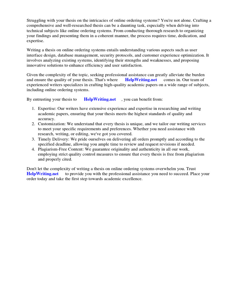 Sample Thesis Of Online Ordering System Pdf Thesis Databases