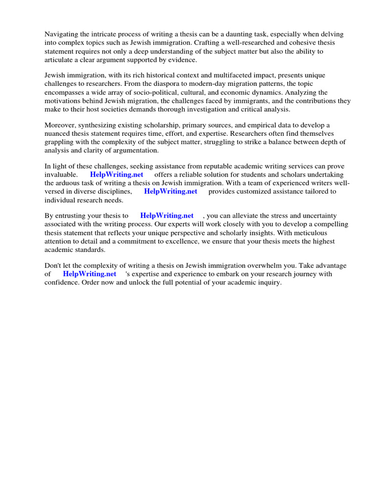 Jewish Immigration Thesis Statement | PDF | Jews | Immigration