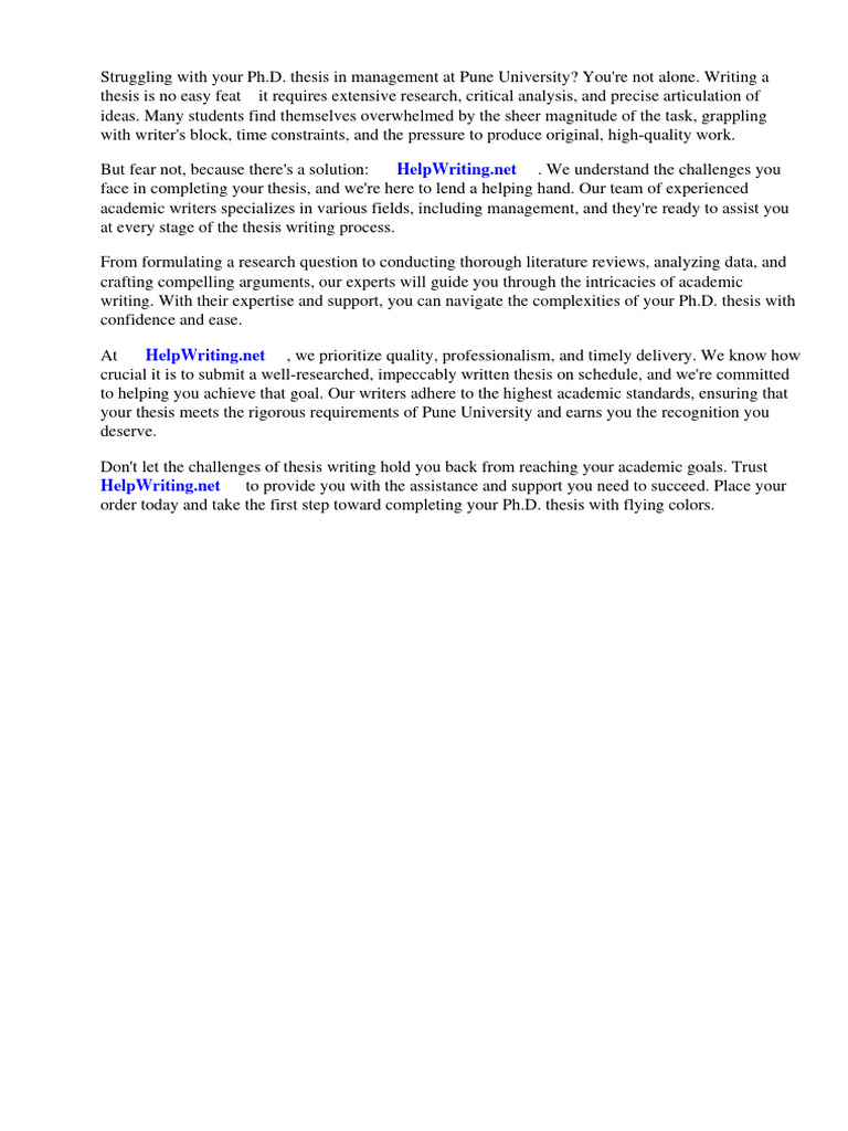 Ph.D. Thesis Help for Management Students | PDF | Thesis | Doctor Of ...