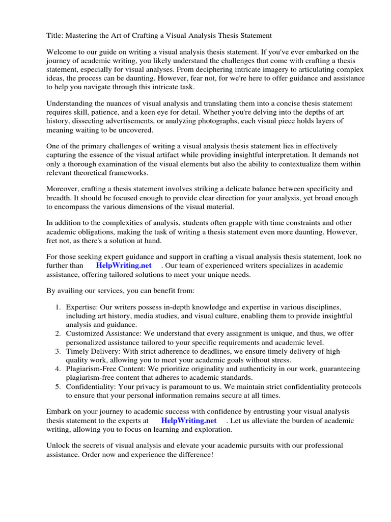 How To Write A Visual Analysis Thesis Statement | PDF | Essays | Thesis