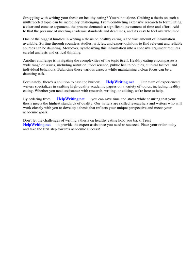 Healthy Eating Thesis Statement | PDF | Healthy Diet | Obesity