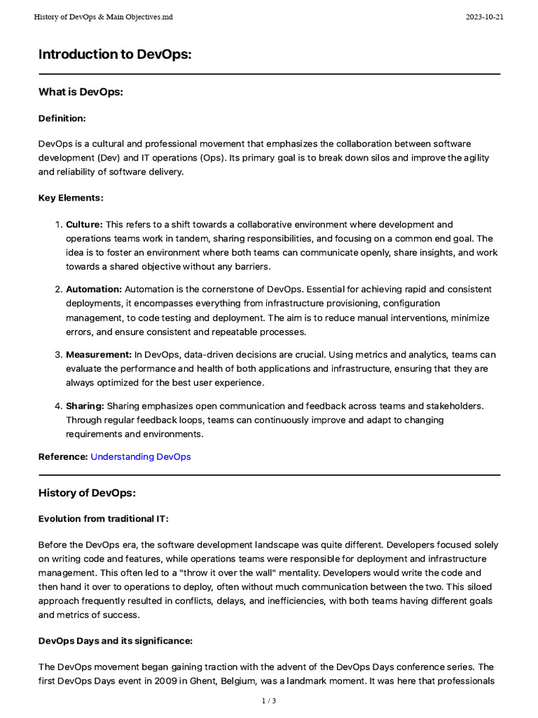History of DevOps & Main Objectives | PDF | Systems Engineering ...