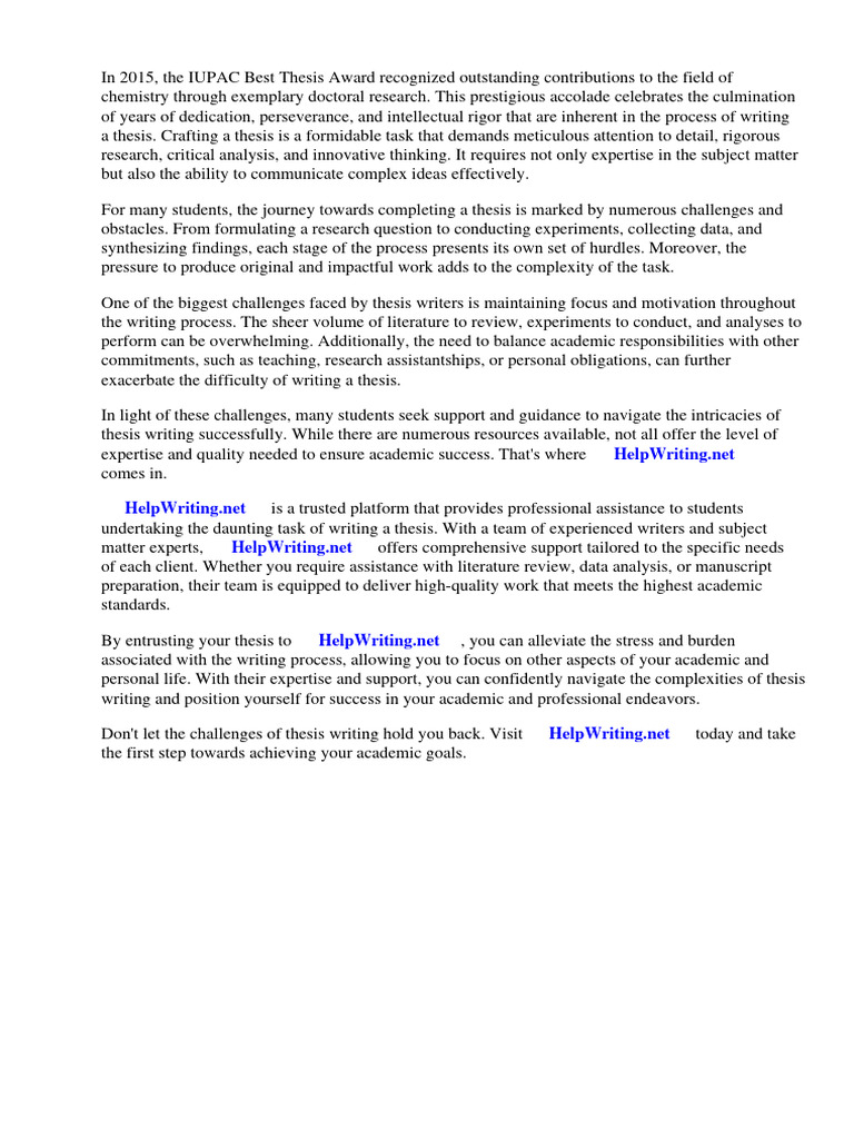 Iupac Best Thesis Award 2015 | PDF