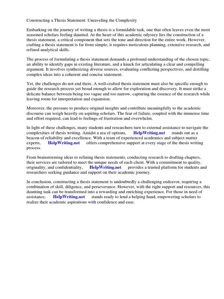 Constructing A Thesis Statement | PDF | Essays | Thesis