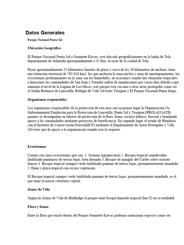 Informacion de Punta Sal. | PDF | Mangle | Los bosques