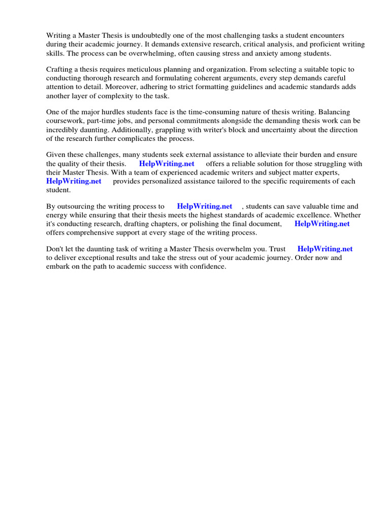 Writing A Master Thesis | PDF | Thesis | Methodology