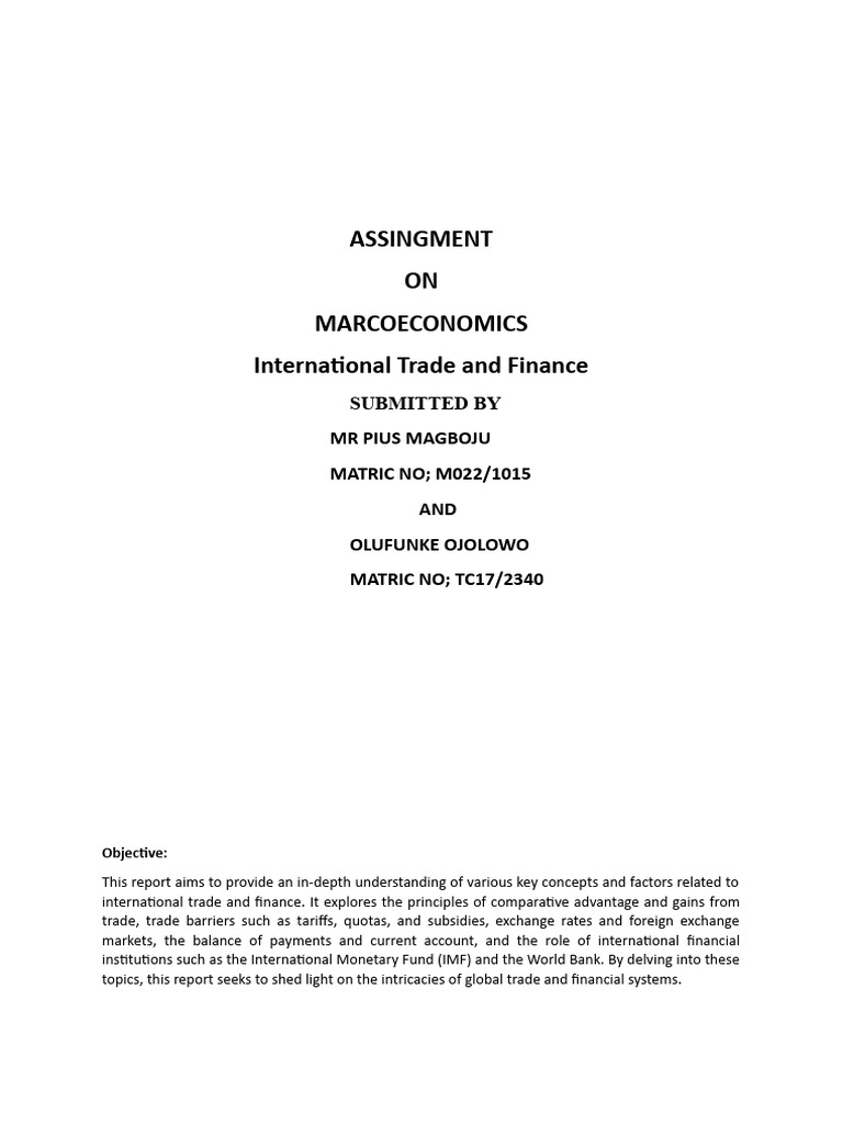 International Trade And Finance Pdf Balance Of Payments Exchange Rate
