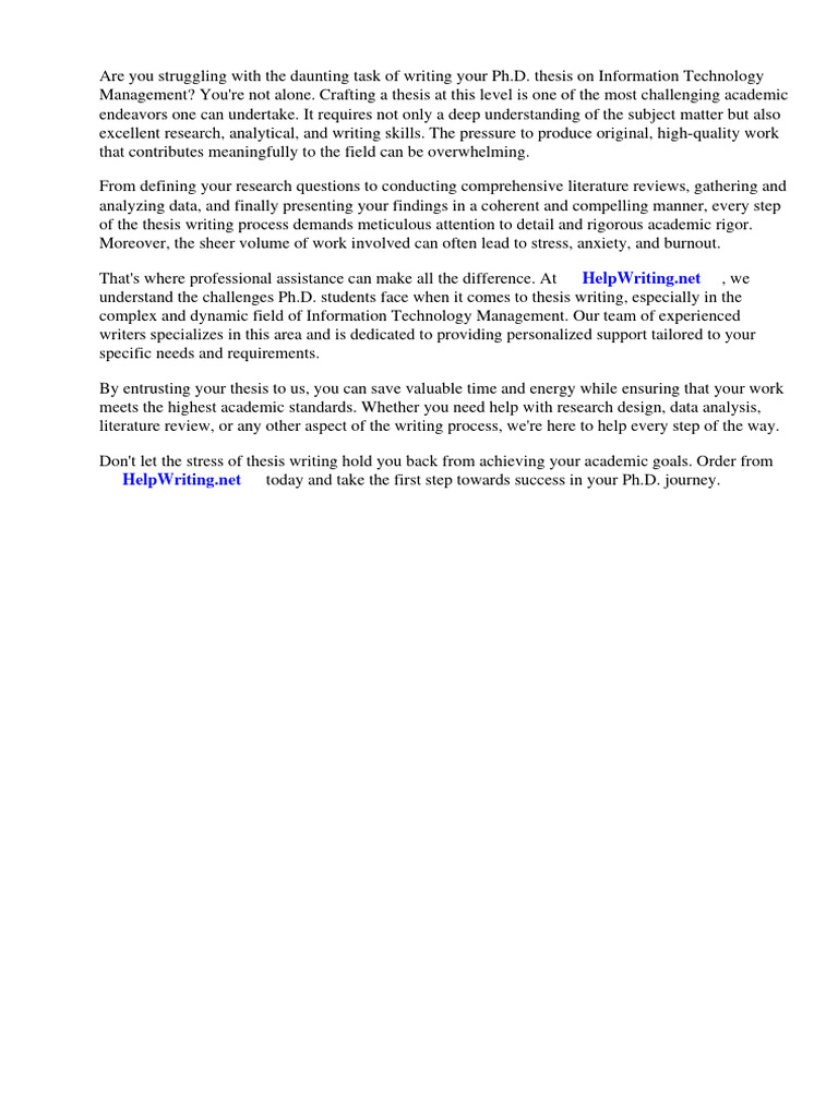 PhD Thesis Help in IT Management | PDF | Forecasting | Thesis