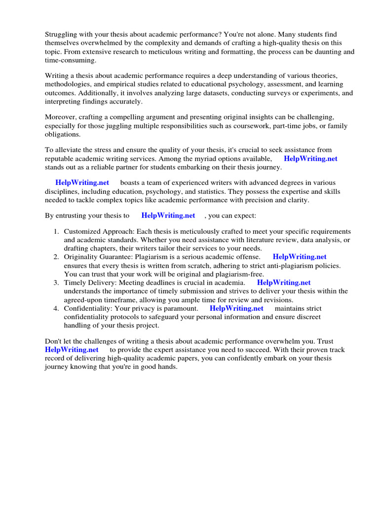 Thesis About Academic Performance | PDF | Thesis | Motivation