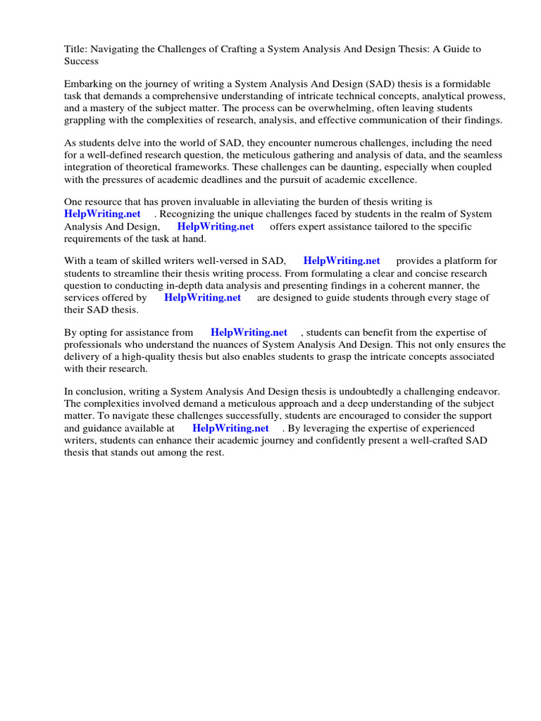 System Analysis and Design Thesis Sample | PDF | Hotel | Thesis