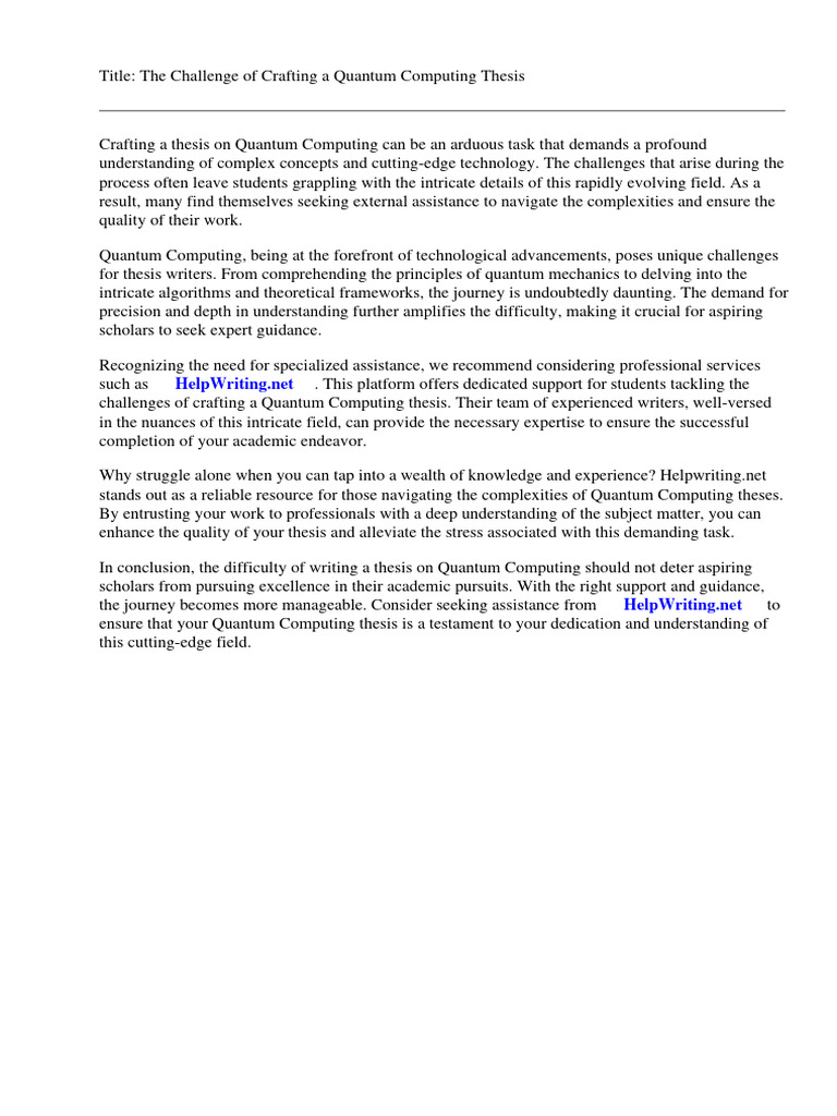 Thesis Quantum Computing | PDF