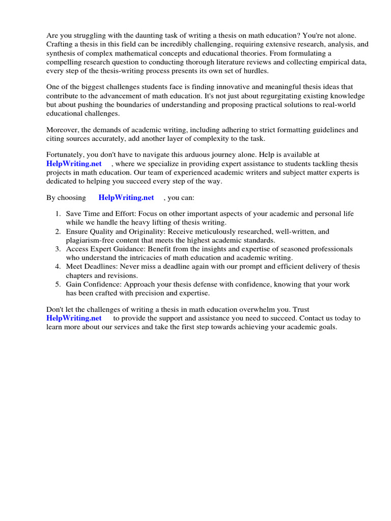 Thesis Ideas for Math Education | PDF | Thesis | Mathematics