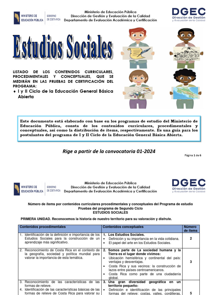 Estudios Sociales I y II Ciclo-2024 | PDF | Costa Rica | Clima