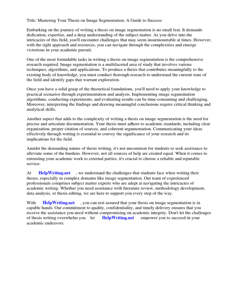 Thesis On Image Segmentation PDF | PDF | Image Segmentation | Cluster Analysis