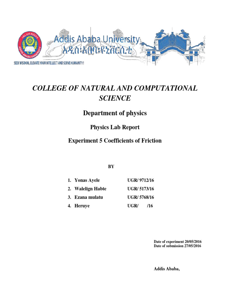 Coefficients of Friction Lab Report | PDF | Friction | Force