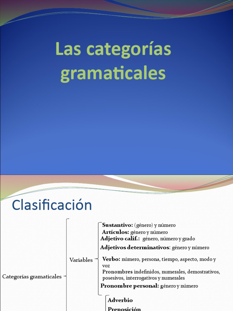 Categorías Gramaticales | PDF | Adjetivo | Adverbio