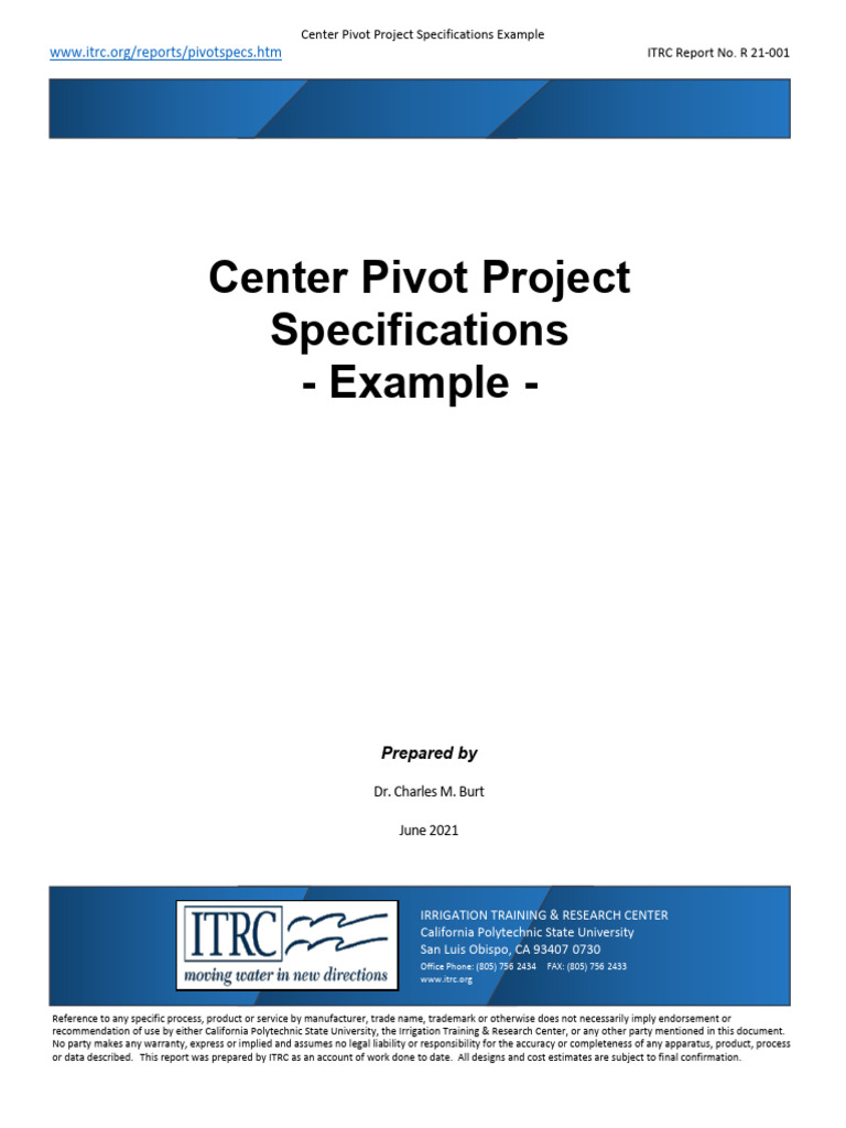 Center Pivot Irrigation Specifications | PDF | Valve | Pump