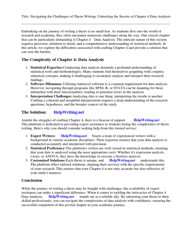 Sample Thesis Chapter 4 Data Analysis | PDF | Statistics | Data Analysis
