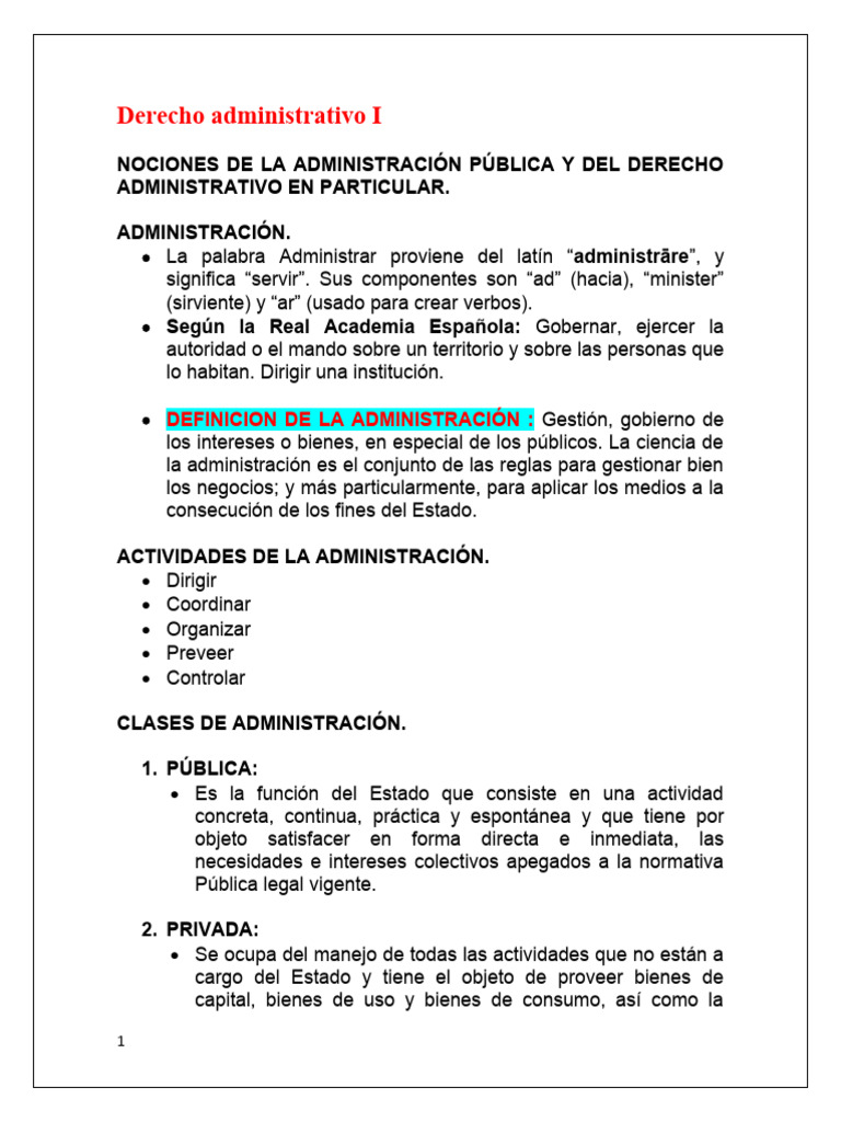 Derecho Administrativo I | PDF | Ley administrativa | Regulación