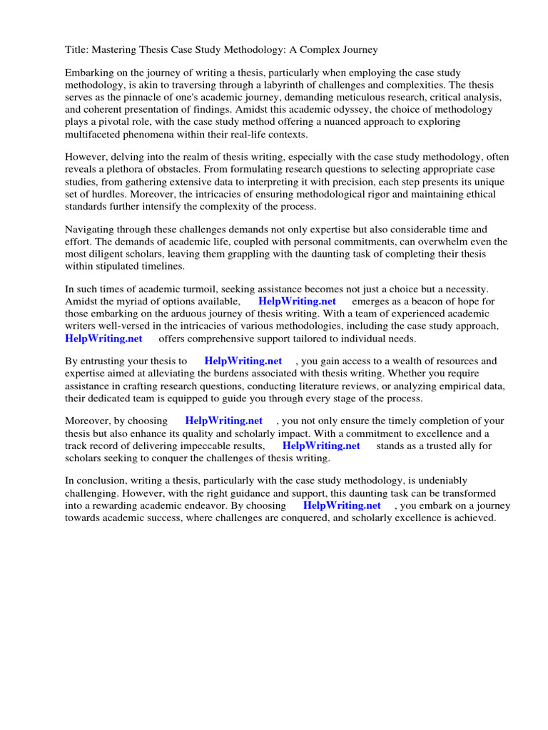 Thesis Case Study Methodology | PDF