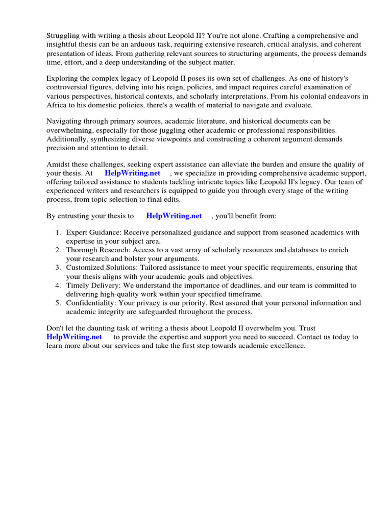 Thesis Help on Leopold II's Legacy | PDF | Democratic Republic Of The ...