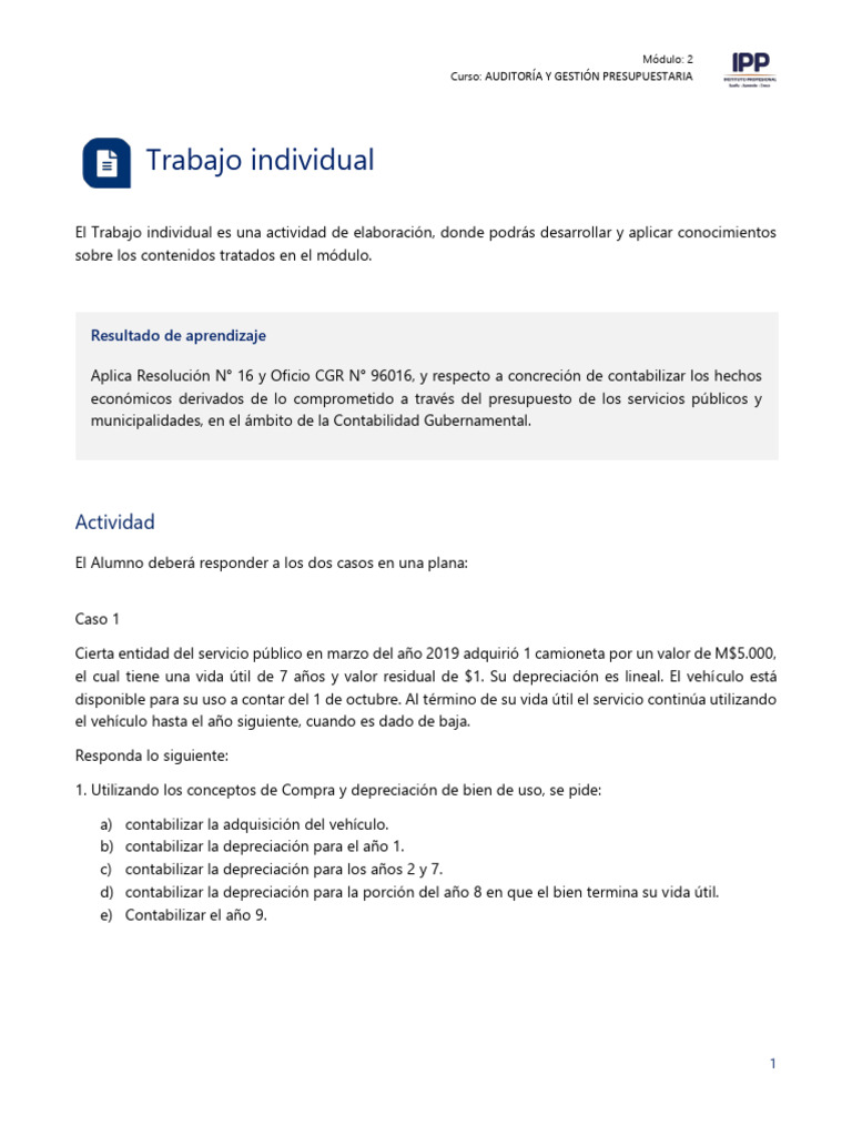 TIM2 Auditoria y Gestión Presupuestaria | PDF | Depreciación | Hospital