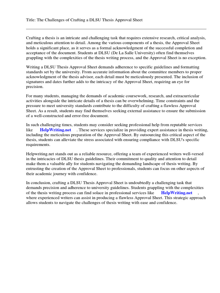 Dlsu Thesis Approval Sheet | PDF | Thesis