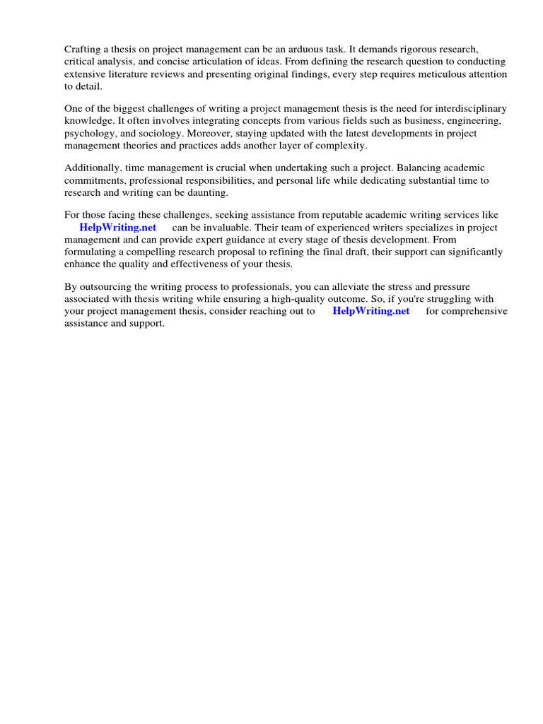 Project Management Thesis Writing | Download Free PDF | Thesis ...