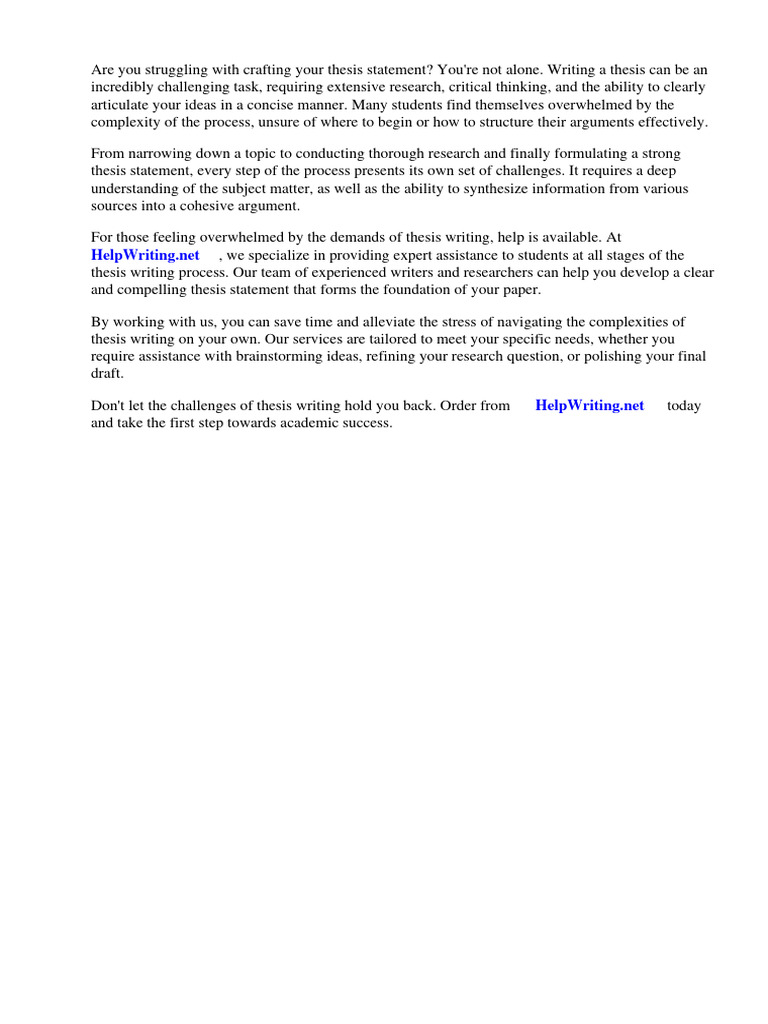Main Thesis Statement Examples | PDF | Essays | Thesis
