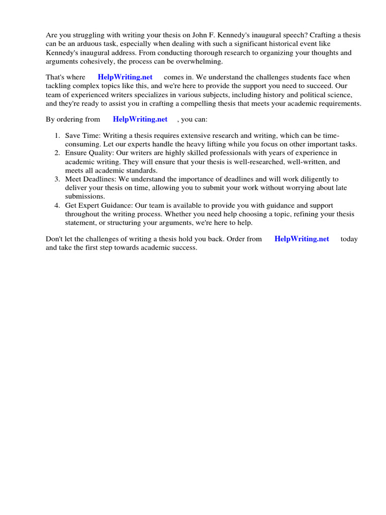 John F Kennedy Inaugural Speech Thesis | PDF | John F. Kennedy | United ...