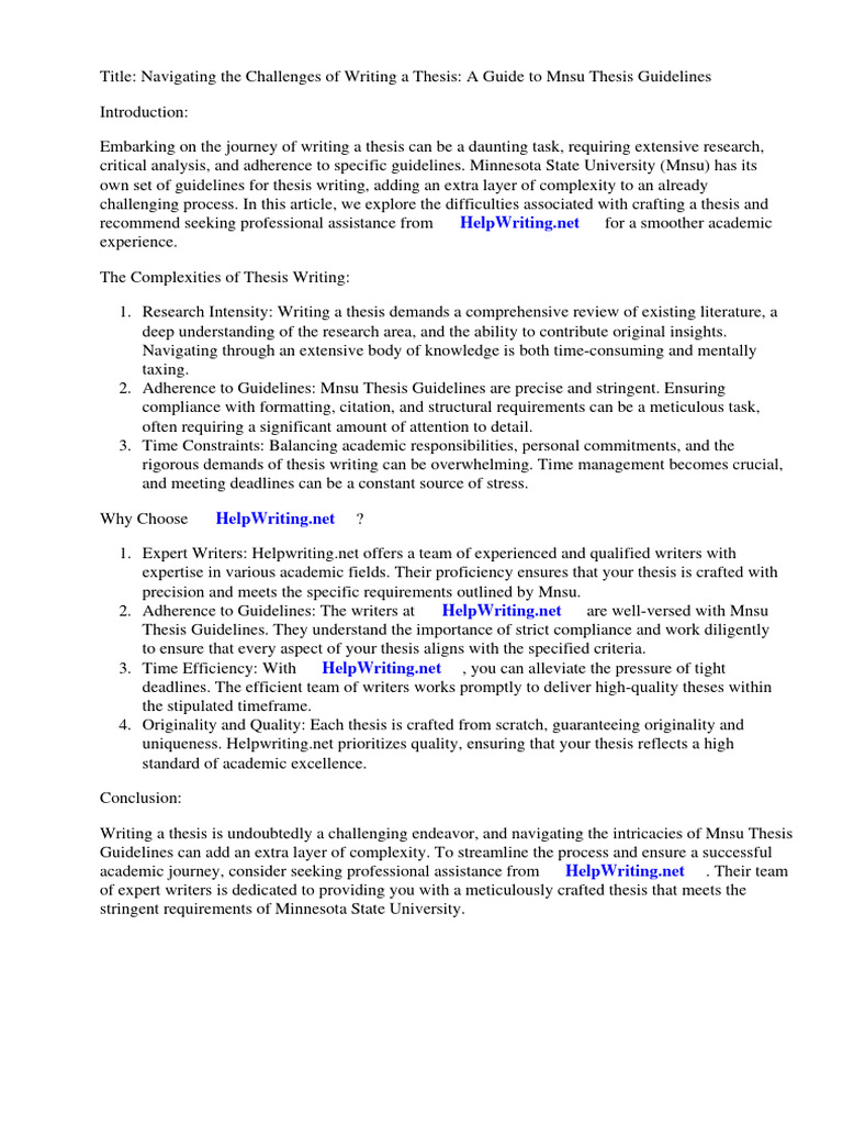 Mnsu Thesis Guidelines | PDF | Thesis