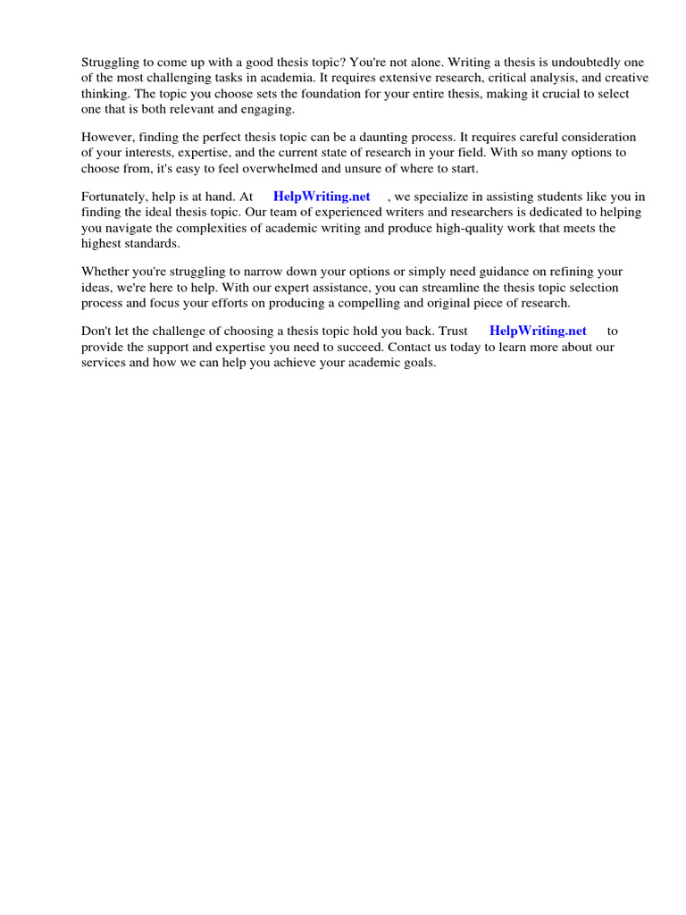 Good Thesis Topics Examples | PDF | Thesis | Nursing