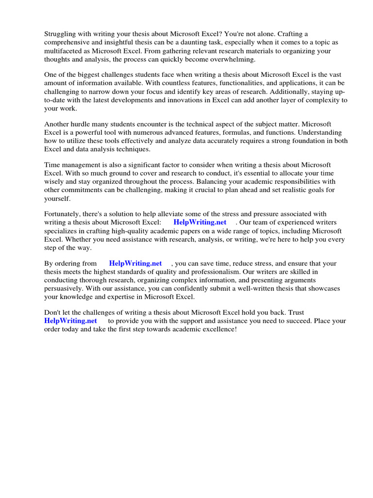 Thesis About Microsoft Excel | PDF