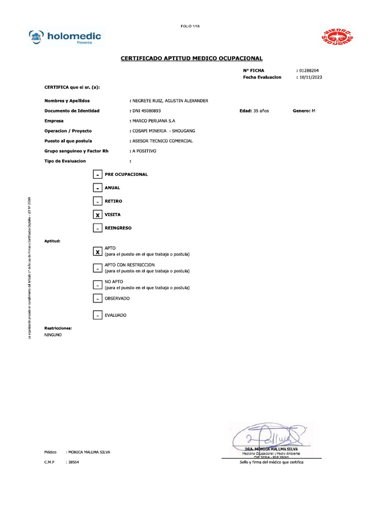 Documentos Medicos Agustin Negrete | PDF