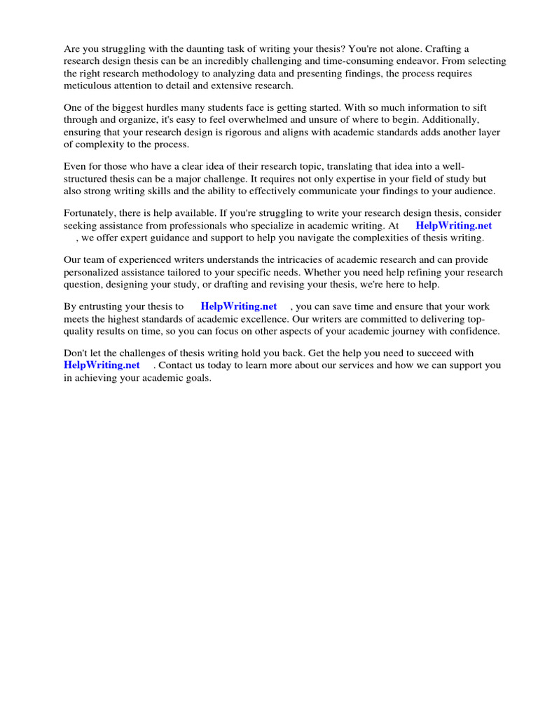 Research Design Thesis Writing | PDF | Thesis | Methodology