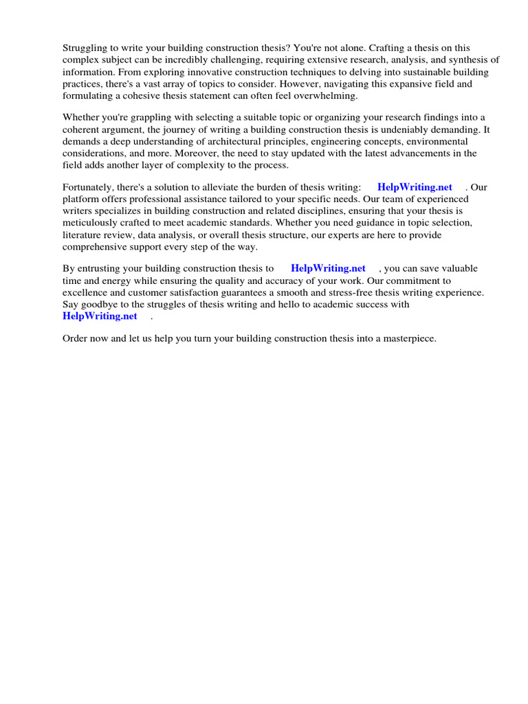 Building Construction Thesis Help Guide | PDF | Thesis | Engineering